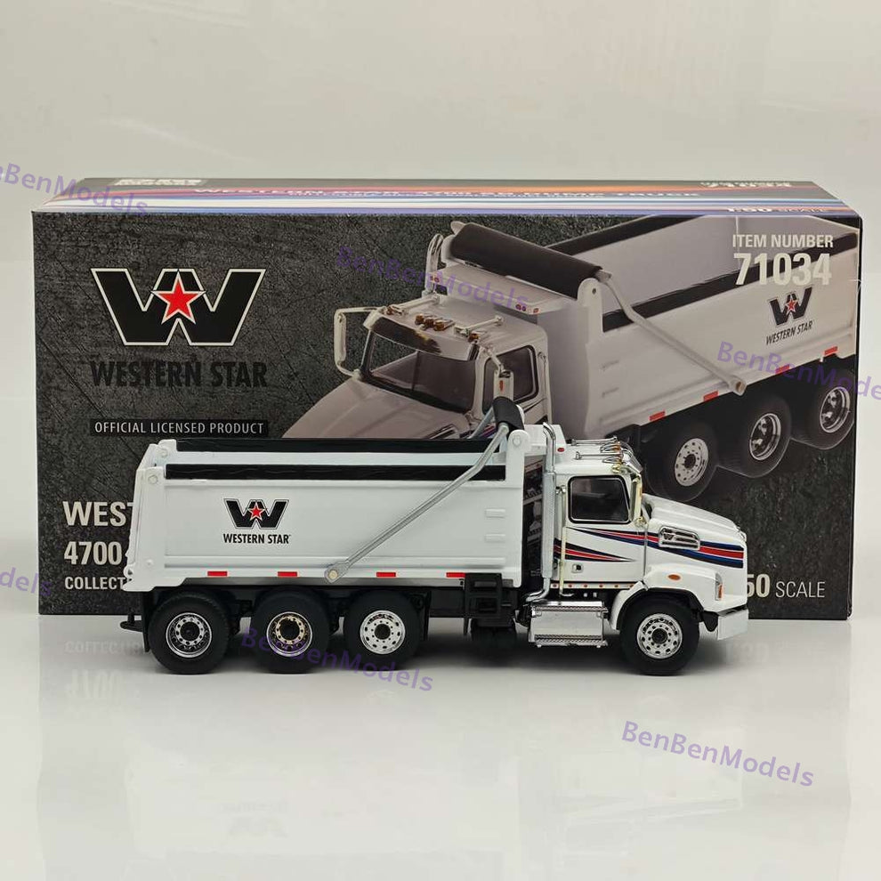 DM 1/50 WESTERN STAR 4700 SB Dump Truck White Diecast Model Car ...